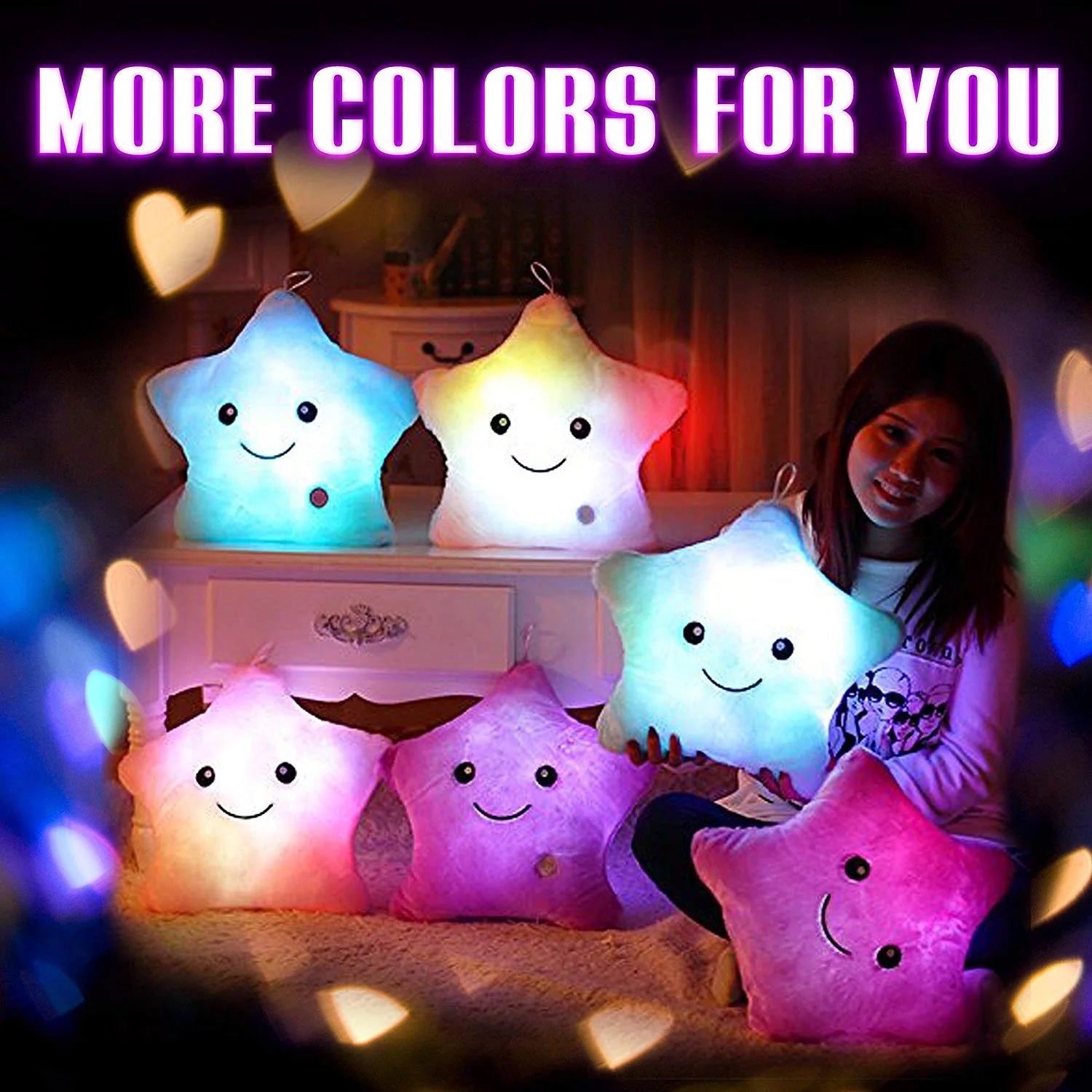 Creative Twinkle Star Pillows With Glowing LED Night Lights – Online ...